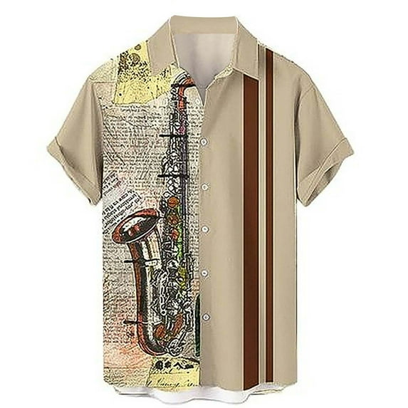 Beach Shirts For Men Funny Printed Casual Short Sleeve Button Down ...