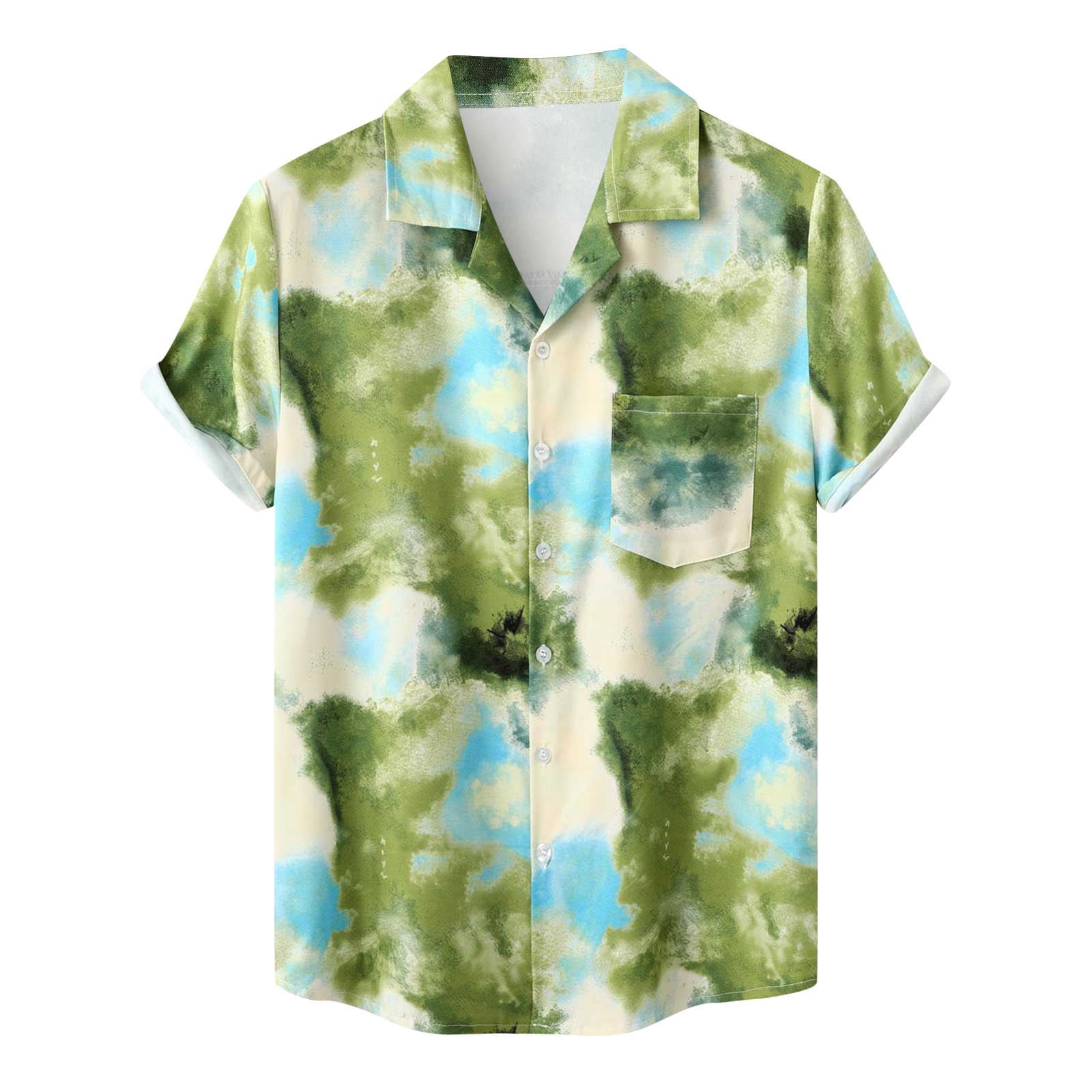 Beach Shirts for Men Casual Button Up Western Shirt Non-positioning ...