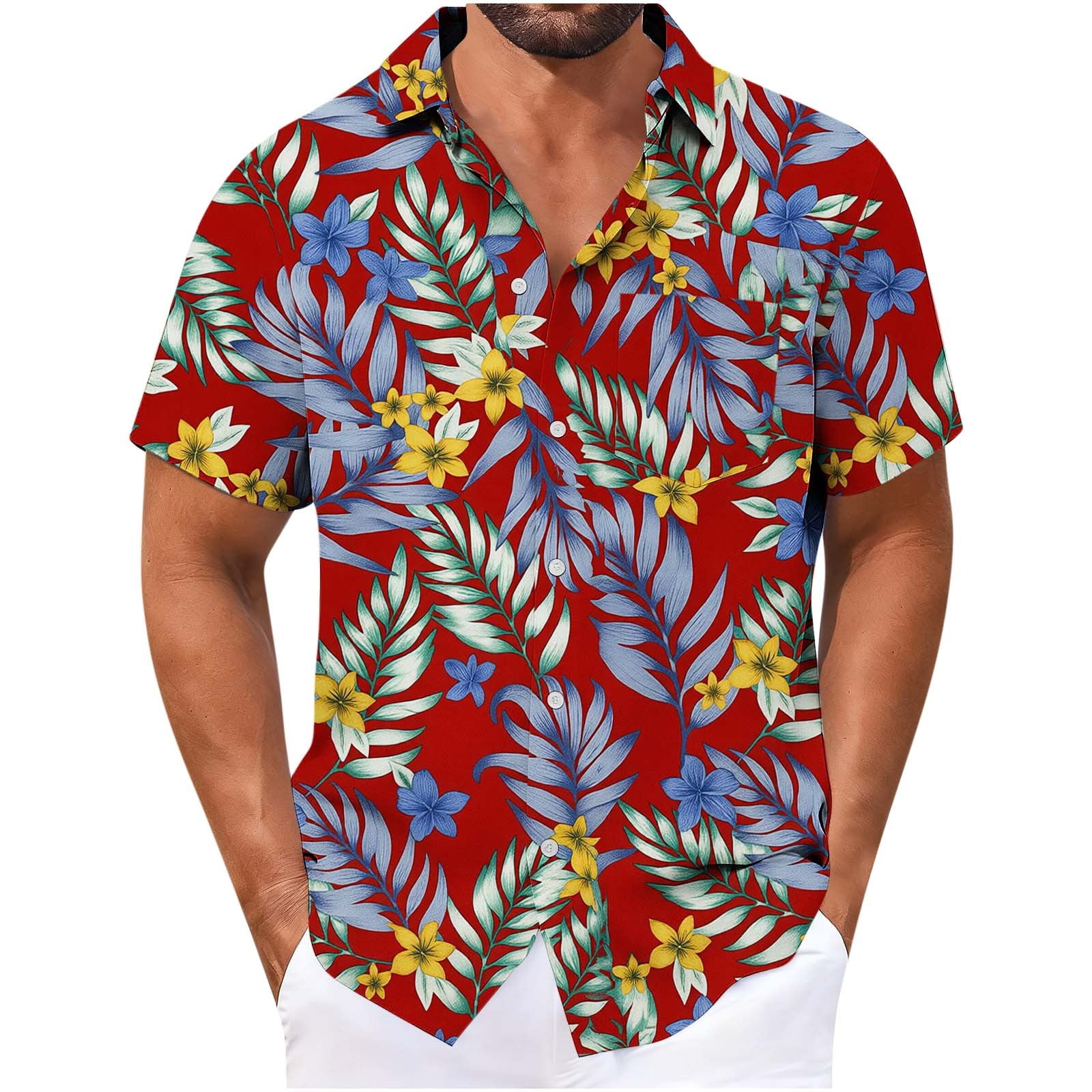 Beach Shirts for Men Short Sleeve Graphic Tshirts Button Down Collared ...