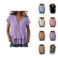 Beach Shirts for Women Summer Short Sleeve Deep V Neck Ruffle Hem Loose ...
