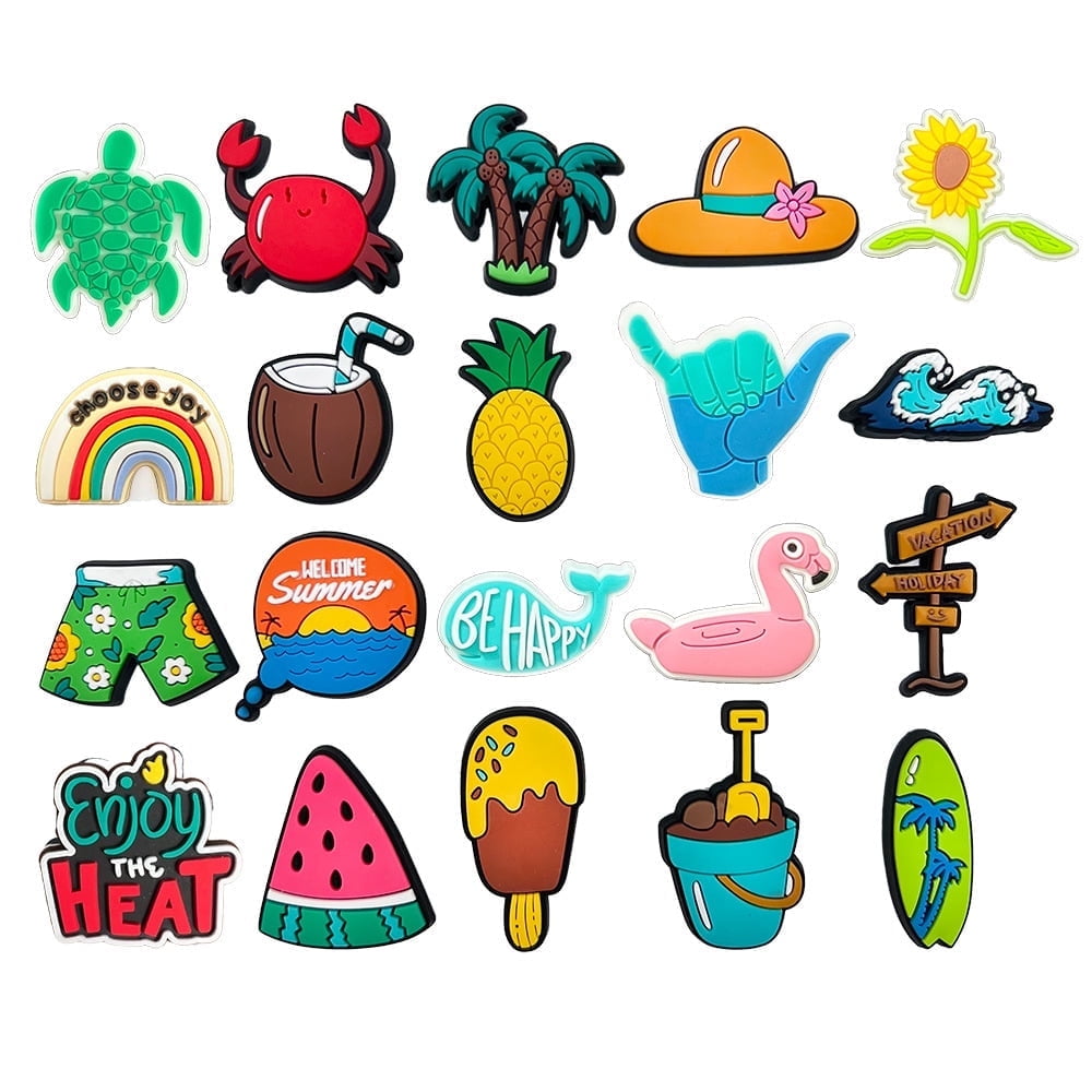 Beach Shoe Charms - 20pcs Summer Cartoon Clog Decorations: DIY Rubber ...