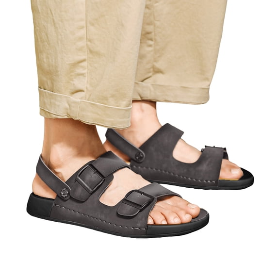 Beach Shoes for Men Open Toe Buckle Strap Slip on Slides Sandals Comfy ...