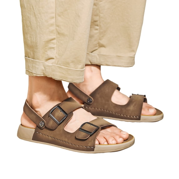 Beach Shoes for Men Open Toe Buckle Strap Slip on Slides Sandals Comfy ...