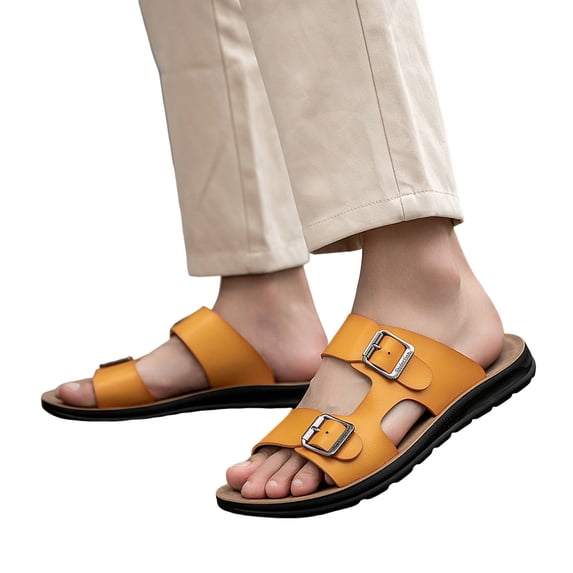 Beach Shoes for Men Open Toe Buckle Strap Slip on Slides Sandals Comfy ...