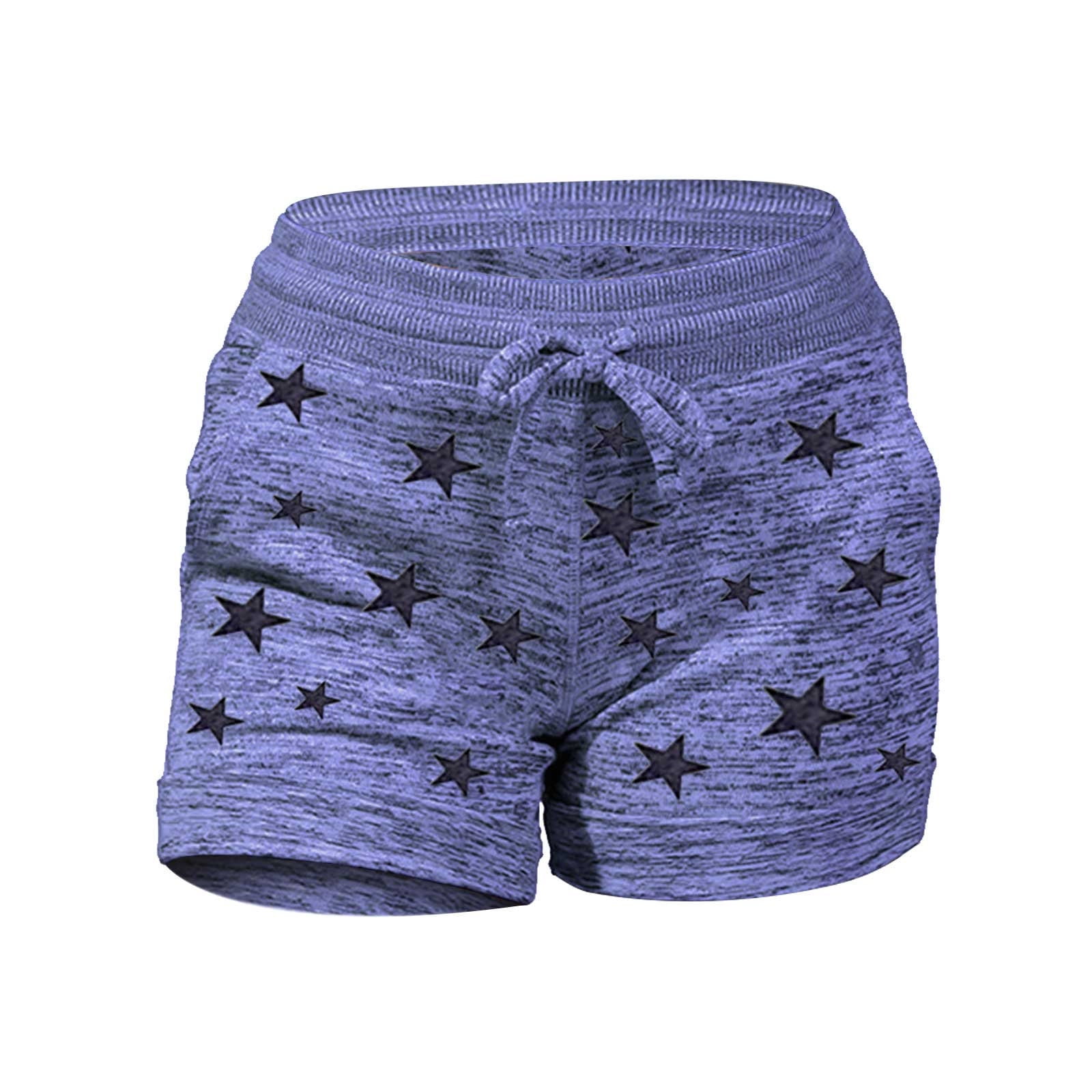Beach Shorts Women Summer High Waisted Cotton Print Pants Plus Size Shorts Lacing Beach Workout