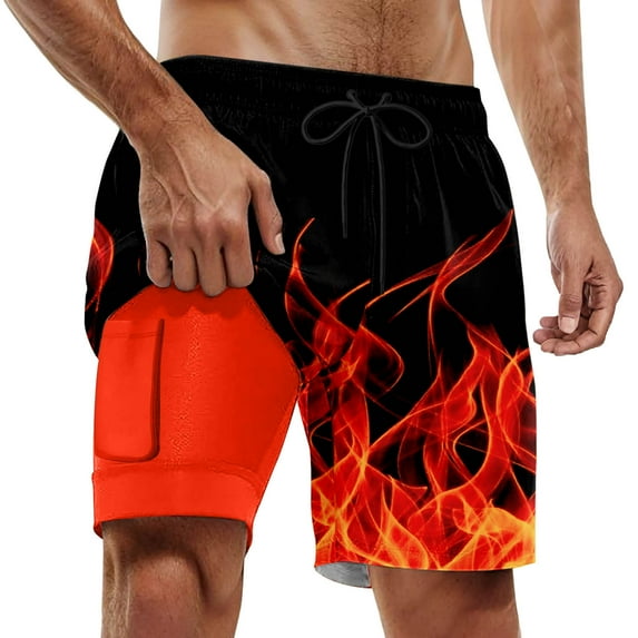 Beach Shorts for Men Summer Vacation Casual Double Layer Board Shorts ...
