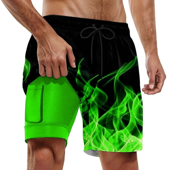 Beach Shorts for Men Summer Vacation Casual Double Layer Board Shorts ...
