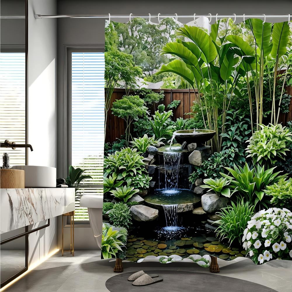 Beach Shower Curtain Blue Sky Tropical Ocean Polyester Shower Curtain ...