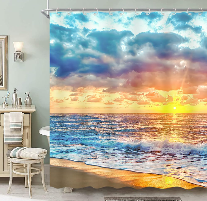 Beach Shower Curtain Sets for Bathroom, Sunrise Sunset View Scene ...