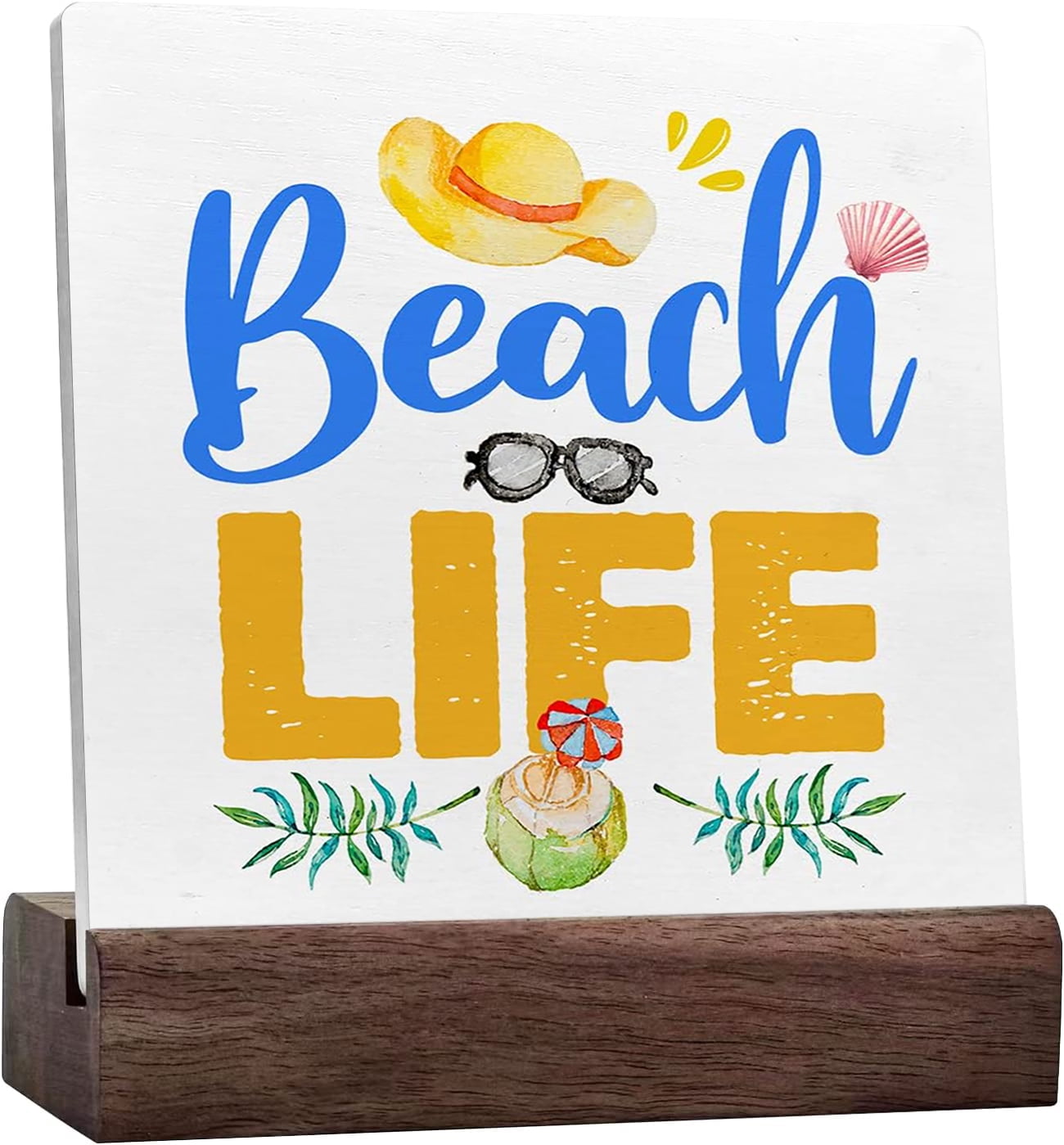 Beach Sign Decor,Funny Summer Ceramic Desk Signs,Beach Life Sign Desk ...