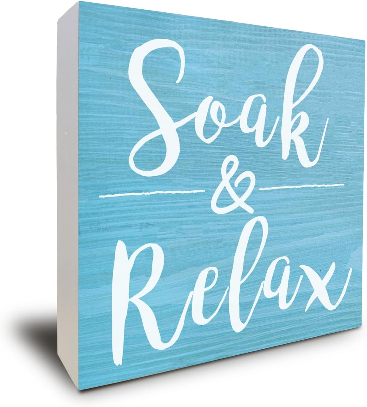 Beach Sign Decor, Soak & Relax, Beach Decorations Wood Box Sign Block ...