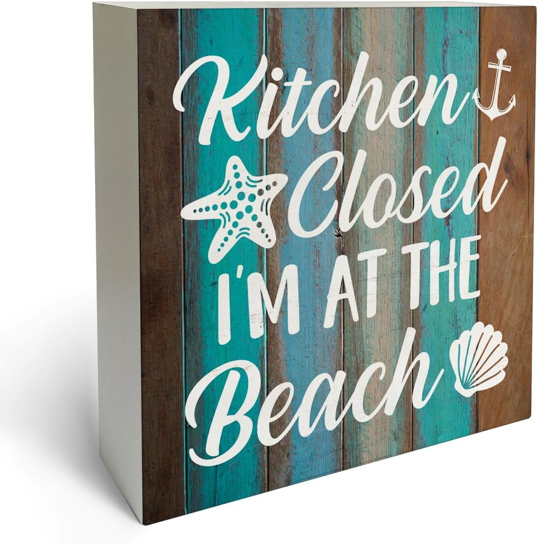 Beach Sign Funny Beach Kitchen Decor I'M At The Beach Wooden Block Sign ...