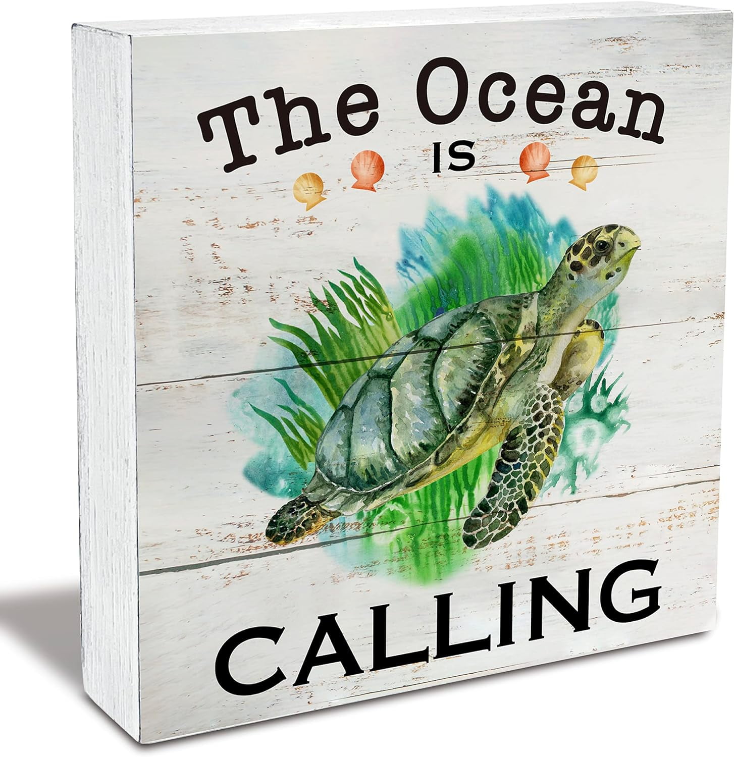 Beach Sign the Ocean is Calling Wood Box Sign Rustic Sea Turtle Wooden ...
