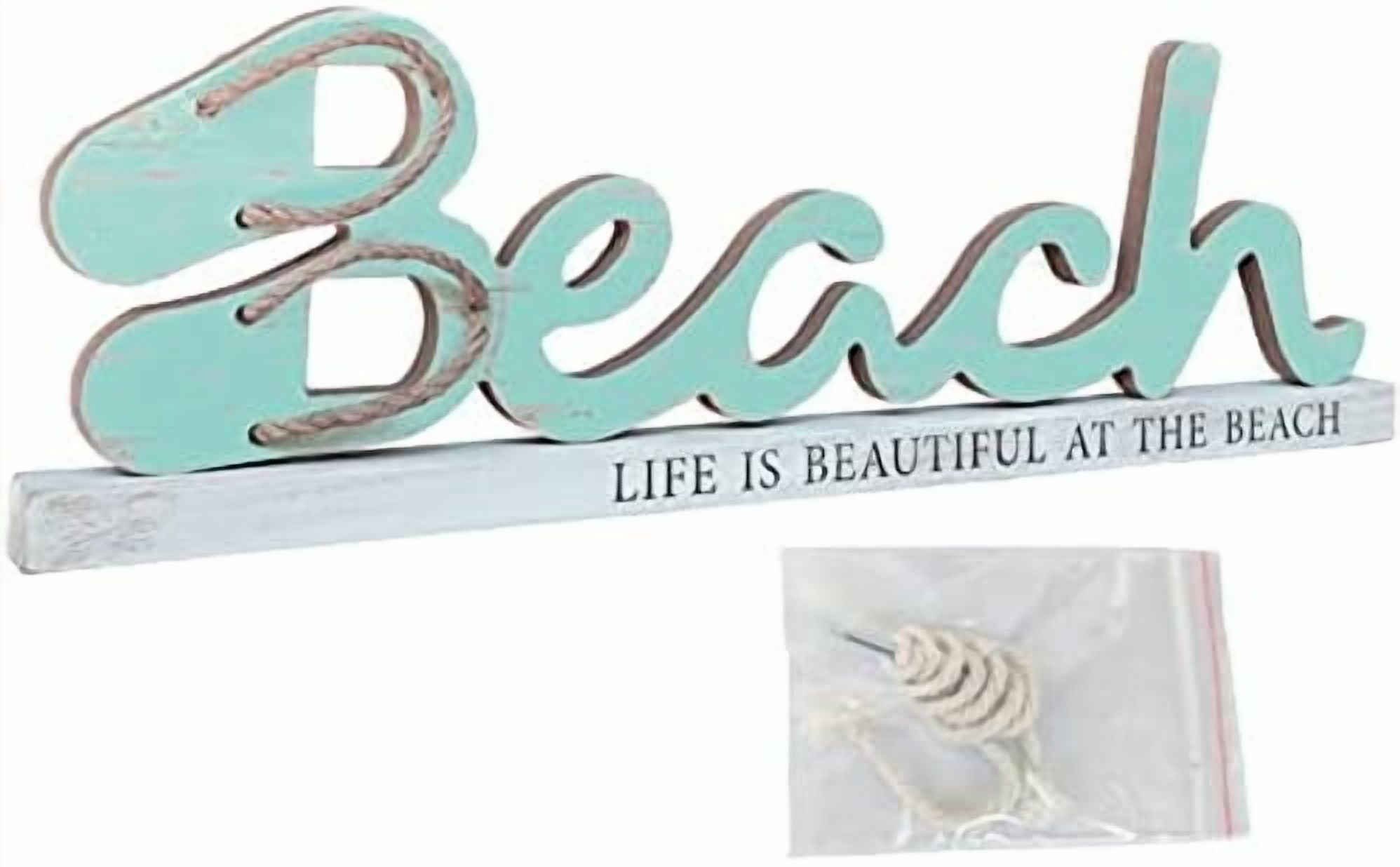 Beach Signs Wall Hanging Decor - Hand-made Rustic Wood, Life Is ...