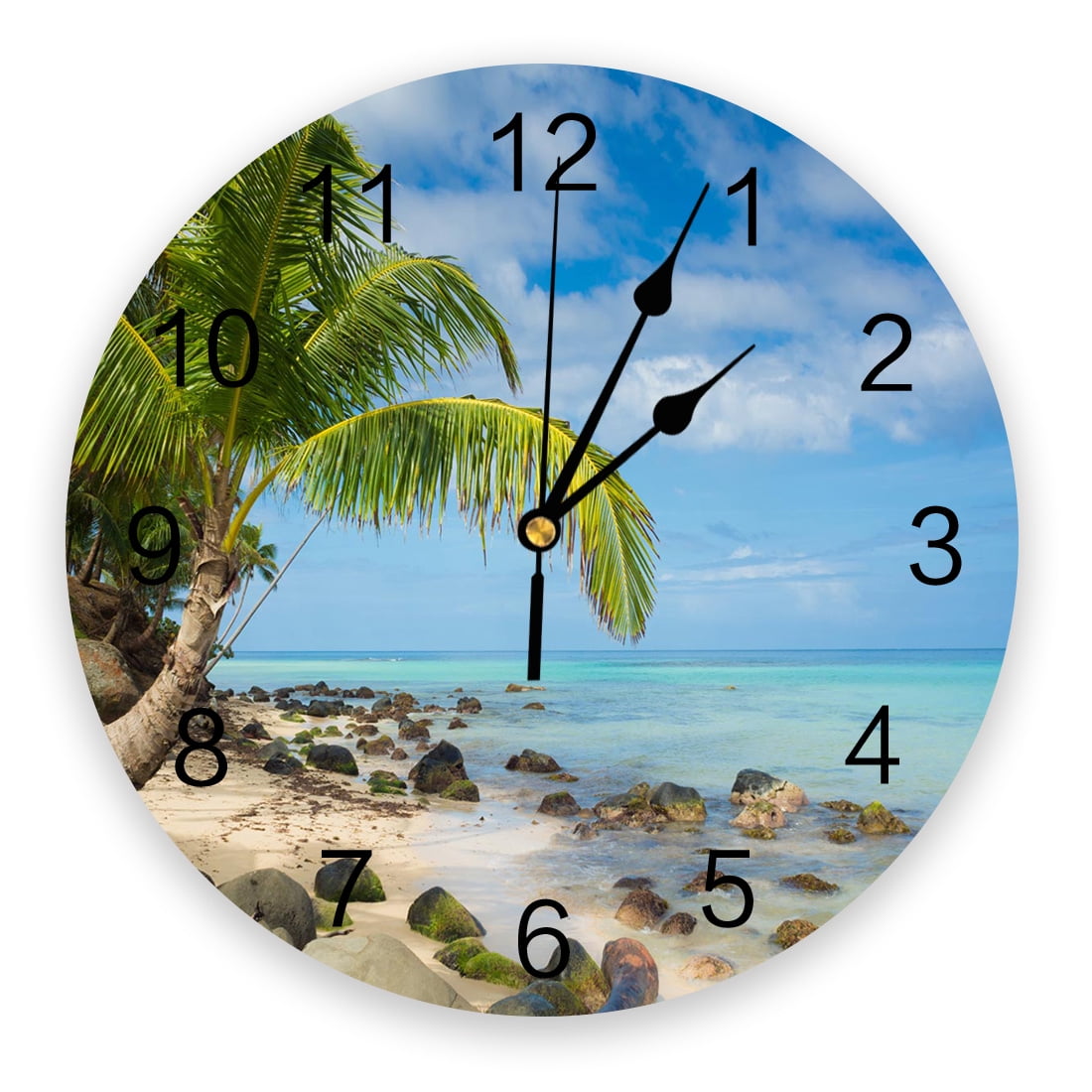 Beach Sky Clouds Coconut Trees Sea Landscape New Wall Clock Fashion ...