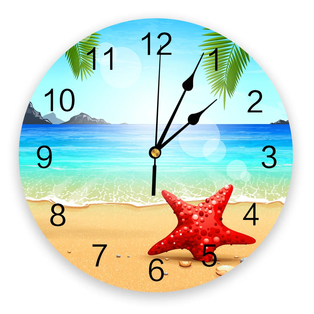Beach Sky Clouds Coconut Trees Sea Landscape New Wall Clock Fashion ...