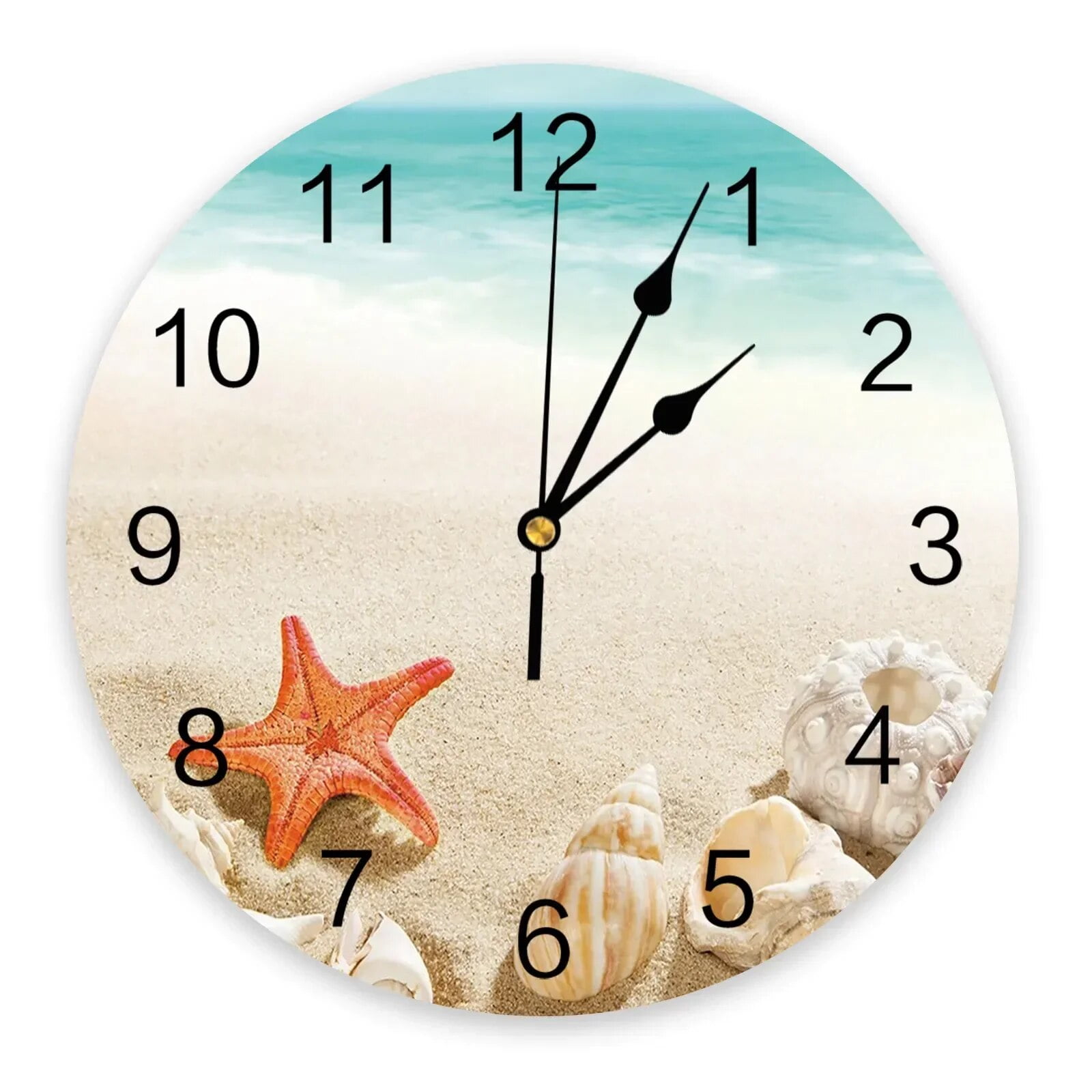 Beach Sky Sea Silent Decorative Wall Clock Digital Clock Operated Round ...