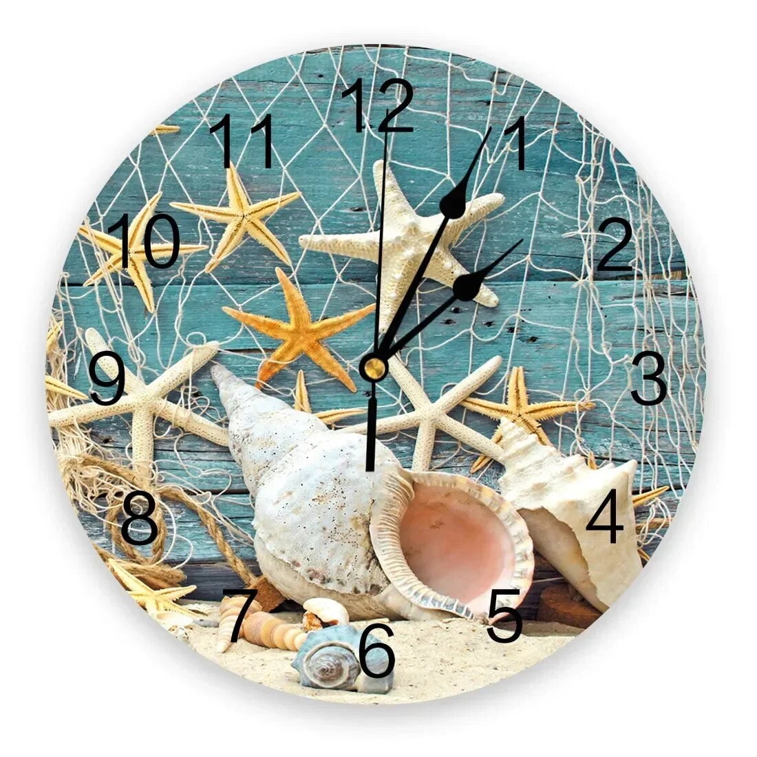 Beach Sky Sea Silent Decorative Wall Clock Digital Clock Operated Round ...