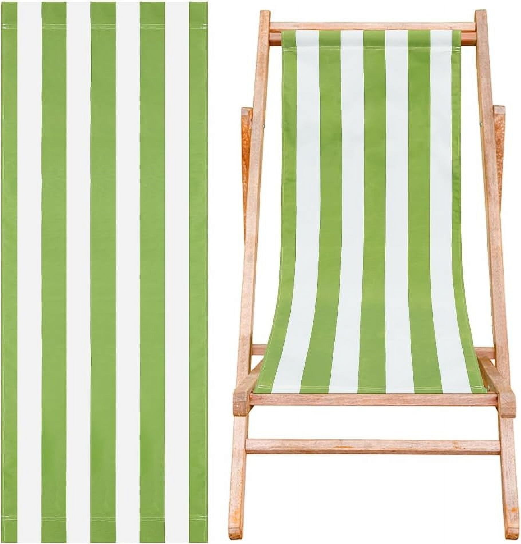 Beach Sling Chair Replacement Canvas Olive Drab and White Stripes ...