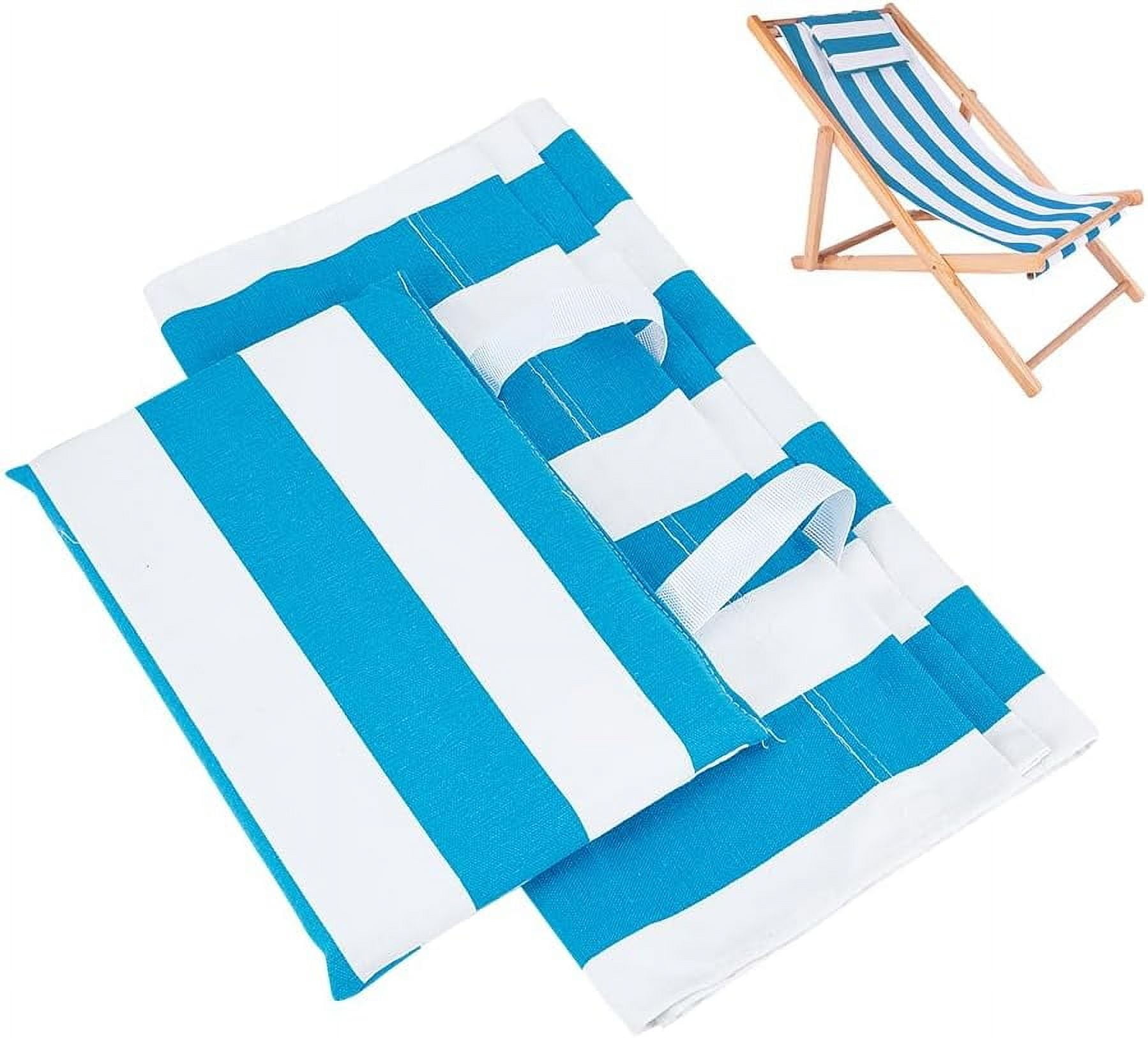 Beach Sling Chair Replacement Fabric White and Deep Blue Beach Sling ...