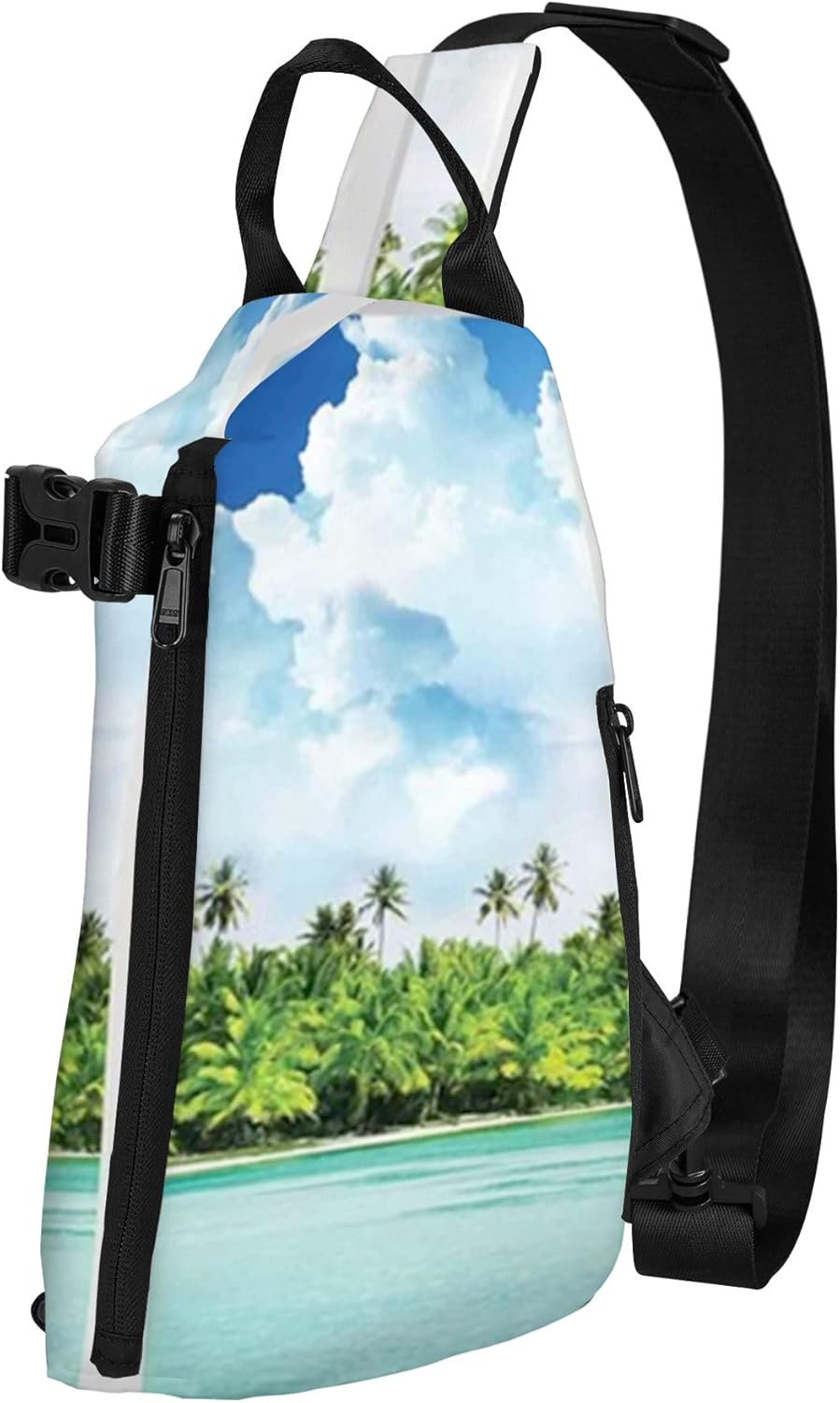 Beach,Sling Crossbody Bag,Coconut Palm Trees on The Sandy,Chest Bag ...