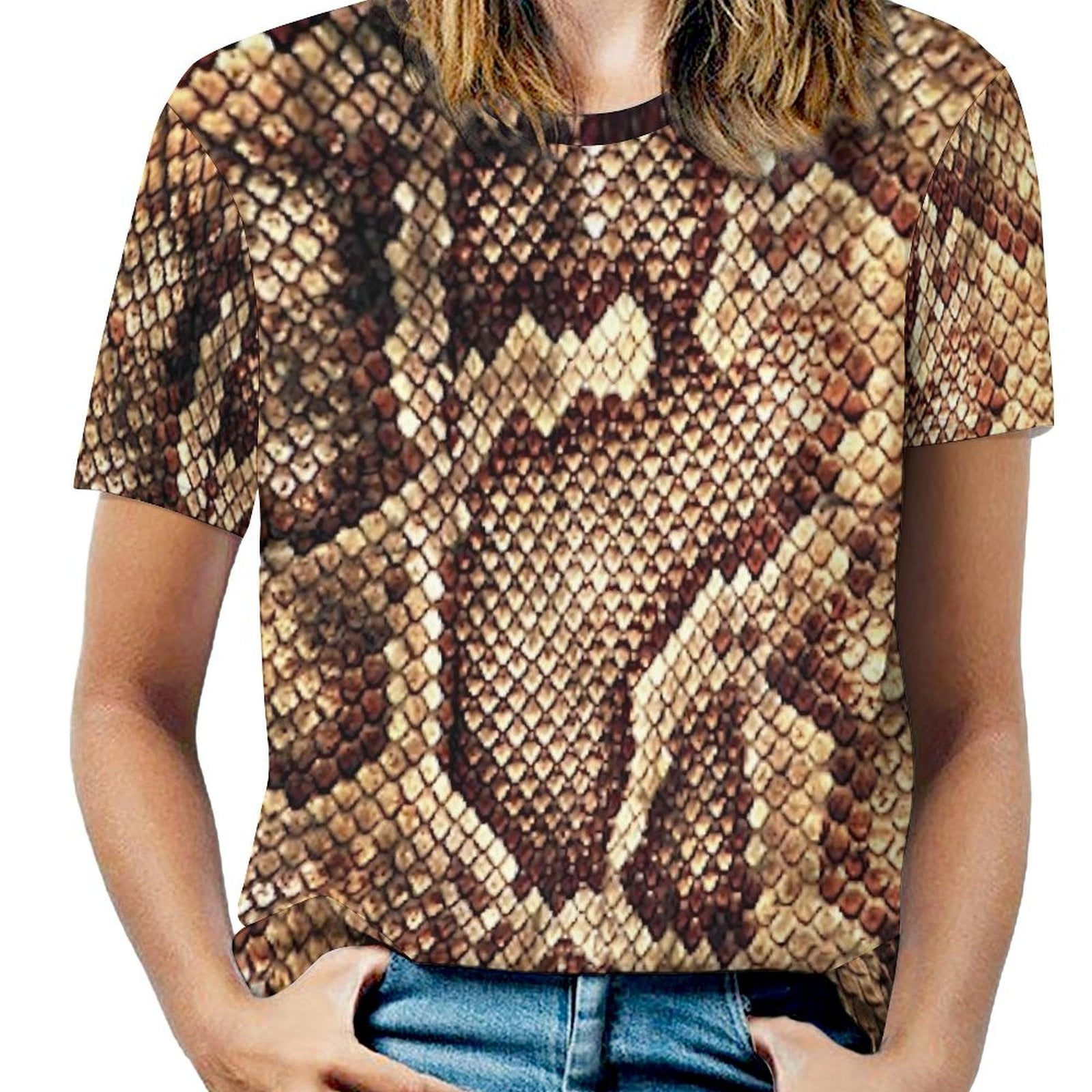 Beach Snake T Shirts Leopard Print Streetwear T-Shirt Women Short ...