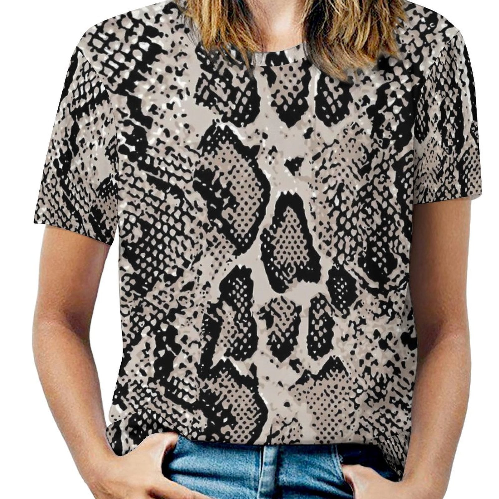 Beach Snake T Shirts Leopard Print Streetwear T-Shirt Women Short ...