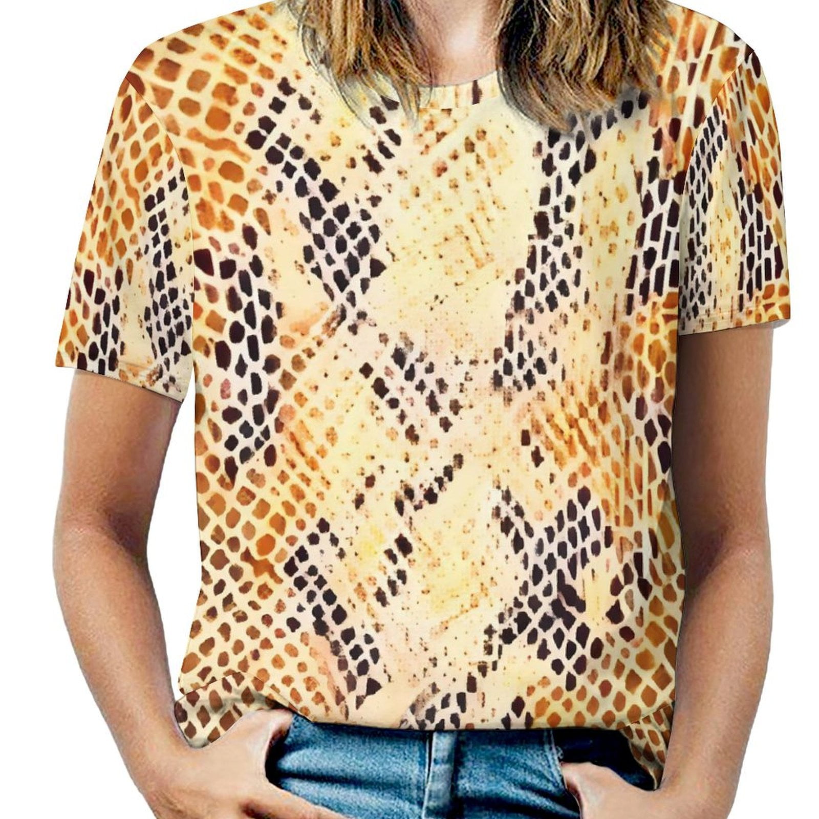 Beach Snake T Shirts Leopard Print Streetwear T-Shirt Women Short ...