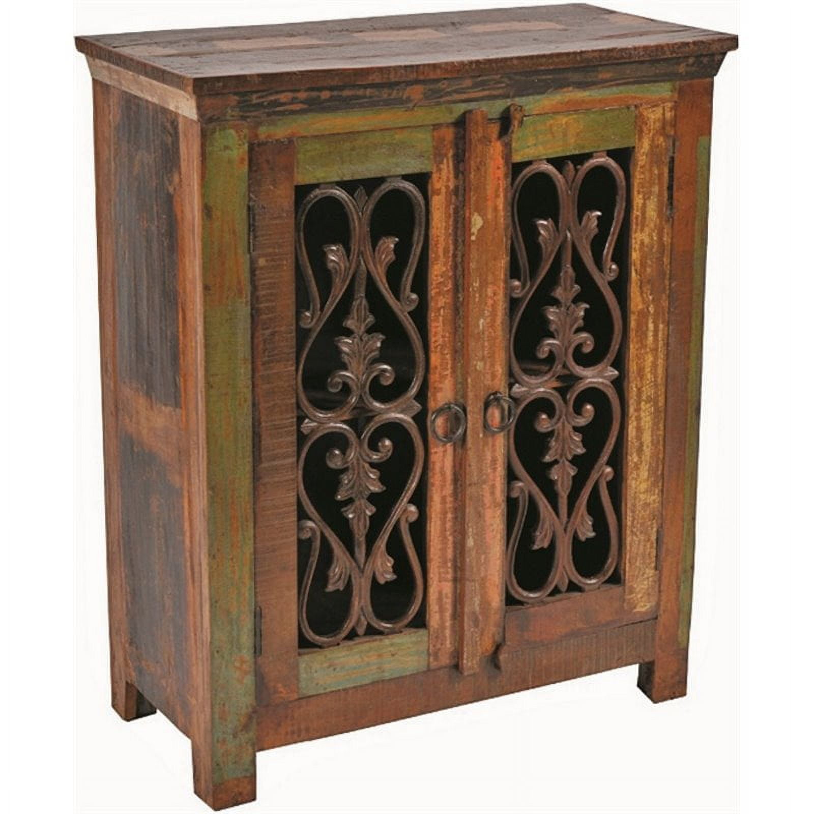 Beach Solid Wood 2 Door Buffet with Cast Iron Door Inserts in Multi ...