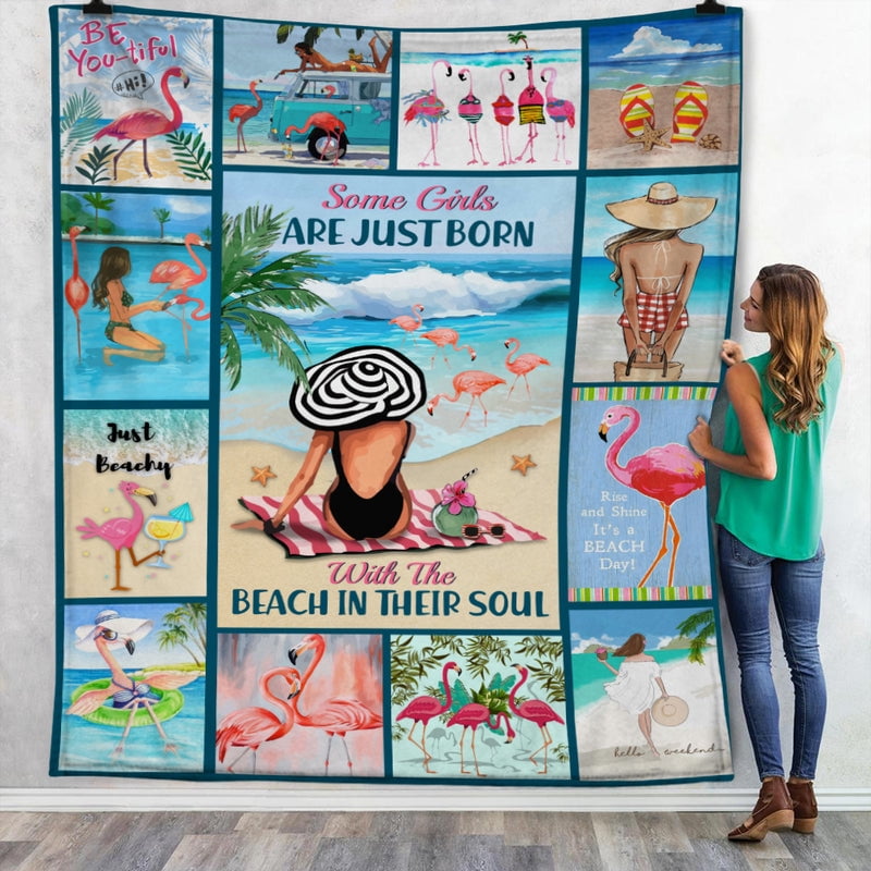 Beach Soul Girl Ocean Lover Cozy Fleece Blanket, 60x80in Fleece Blanket ...