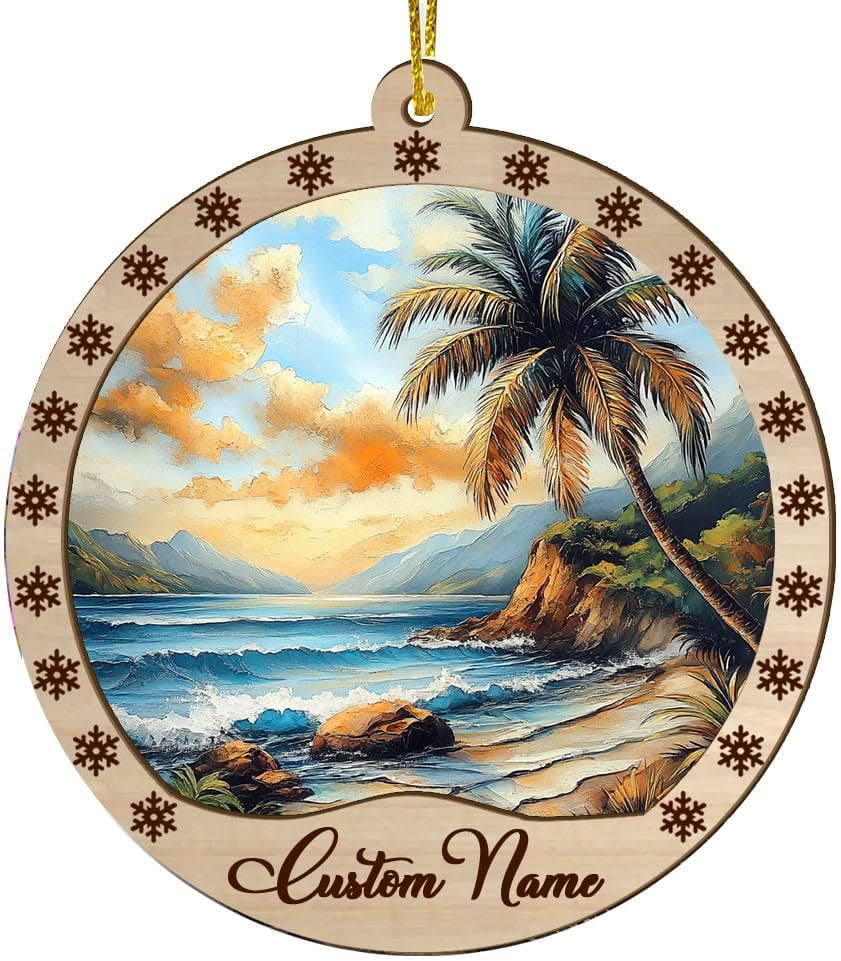 Beach Stained Glass Style Wall or Window Hanging, Colorful Suncatchers 6 inch Colorful Glass ...