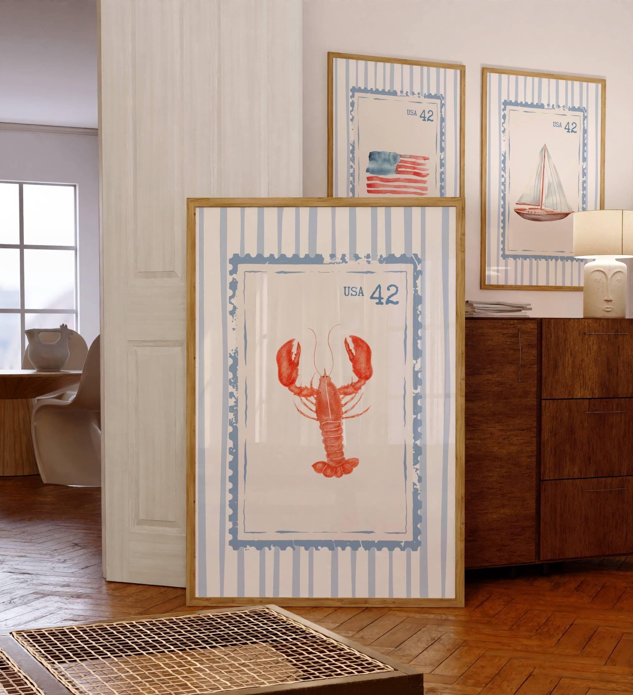 Beach Stamp Unframed Poster Watercolor Coastal Wall Art Coastal ...