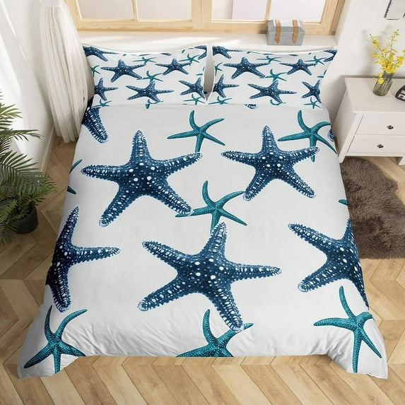 Beach Star Duvet Cover Ocean Marine Shell Themed Comforter Cover Sea ...