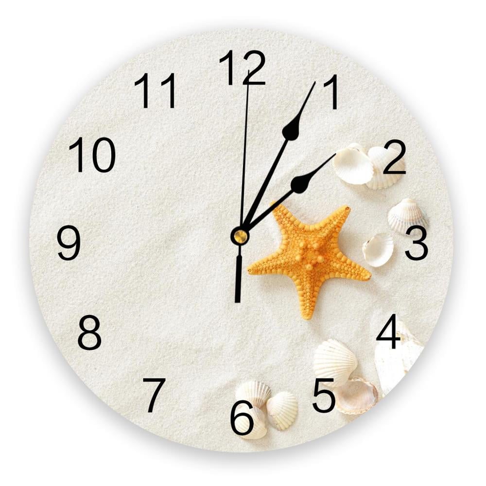 Beach Star Shell Summer Sea PVC Wall Clock Modern Design Home r Bedroom ...