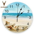 Beach Star Shell Summer Sea PVC Wall Clock Modern Design Home r Bedroom ...