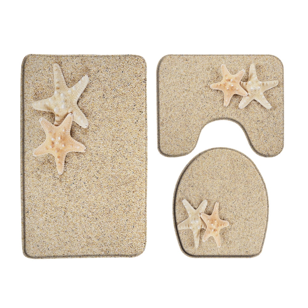 Beach Star Shells Bath Mat Sets 3pcs Sea Ocean Art Home Doormat ...