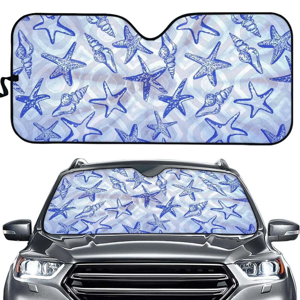 Beach Star Shells Design Pattern Car Sun Shade Windshield Protect Car ...