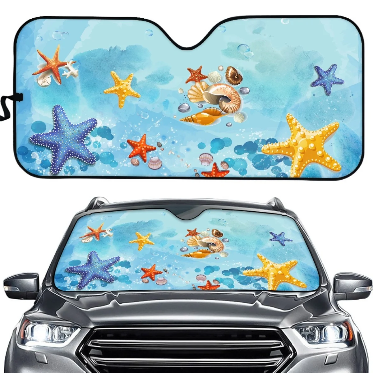 Beach Star Shells Design Pattern Car Sun Shade Windshield Protect Car ...