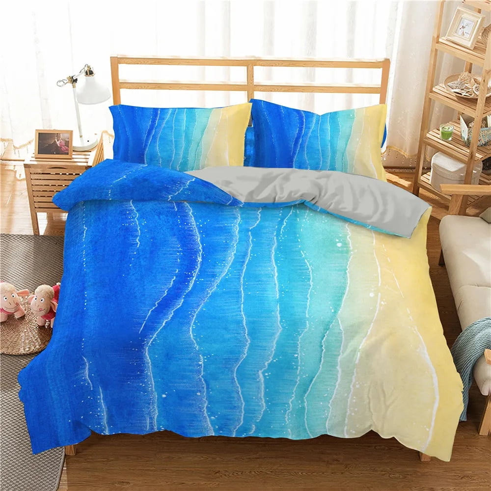 Beach StarDuvet Cover Set Blue Cute Ocean Creatures Bedding Set Sea ...