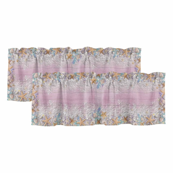 Beach Starfish 2 Panels Kitchen Valance, Watercolor Summer Sea Star Nut ...