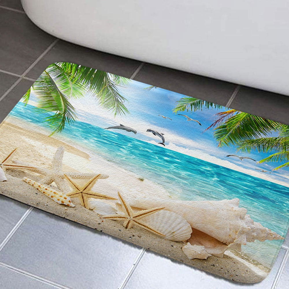 Beach Starfish Bathroom Rugs, Ocean Beach Bathroom Rugs Set Seaside ...