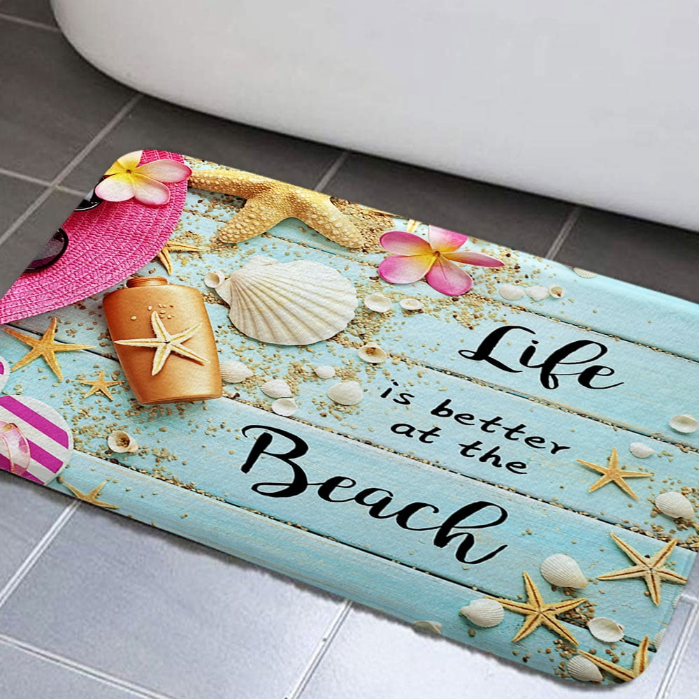 Beach Starfish Bathroom Rugs, Rustic Farmhouse Beach Non-Slip Bath Rugs ...