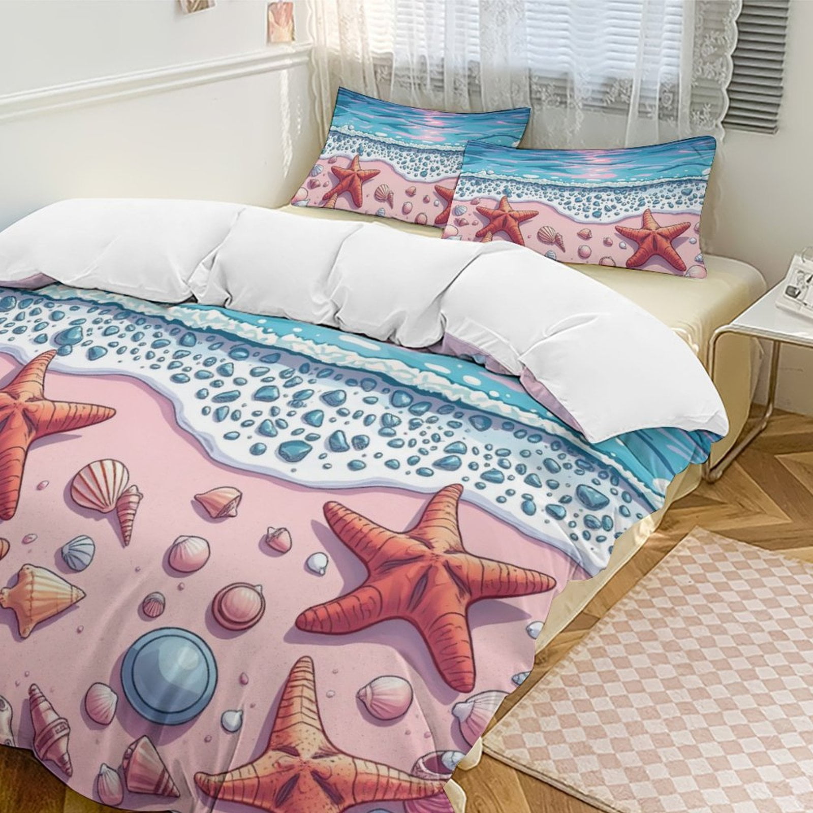 Beach Starfish Bed Sheet Set Comforter Sets Themed Bedding Quilted ...