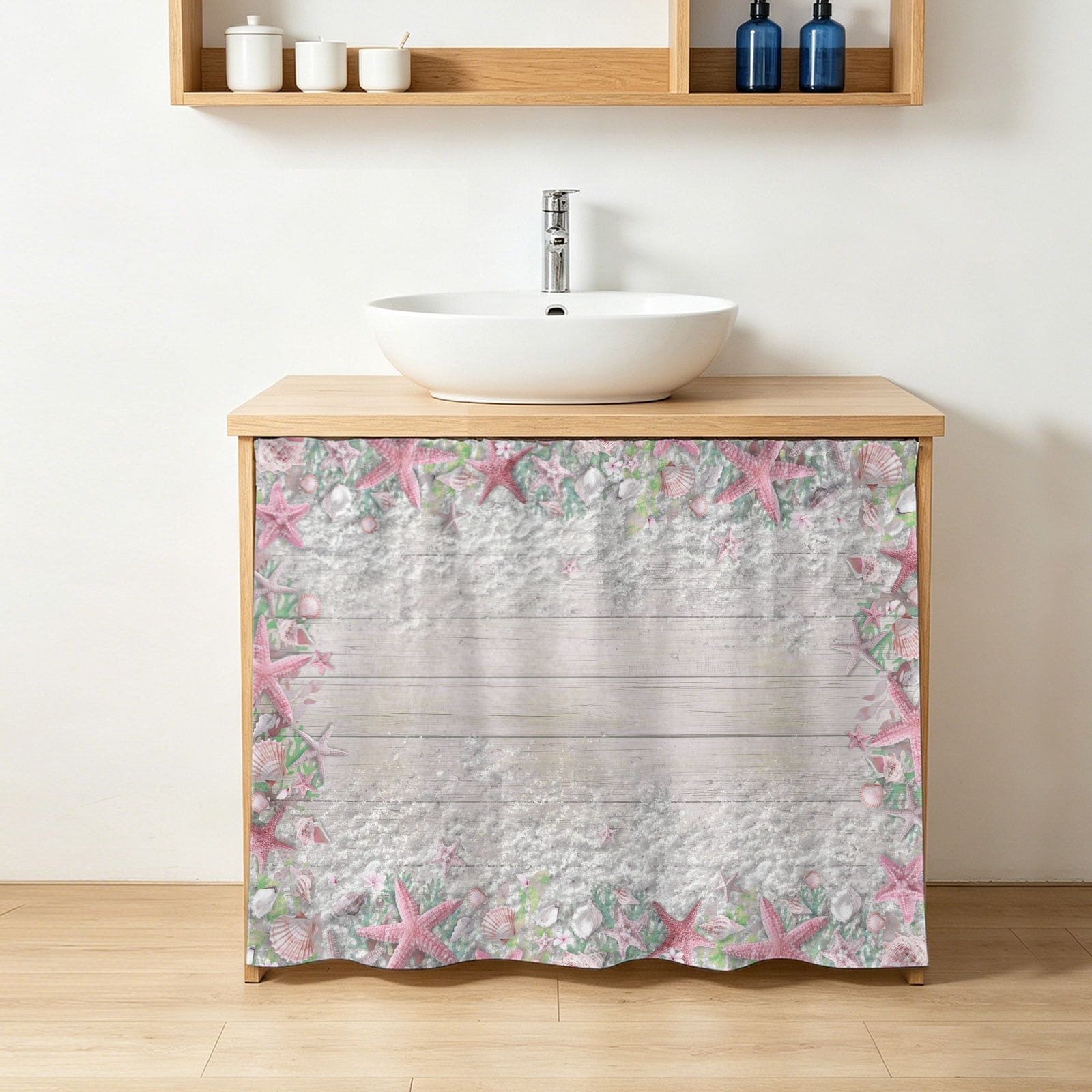Beach Starfish Cabinet Curtains 10" W x 11" L, Summer Pink Sea Star Nut ...