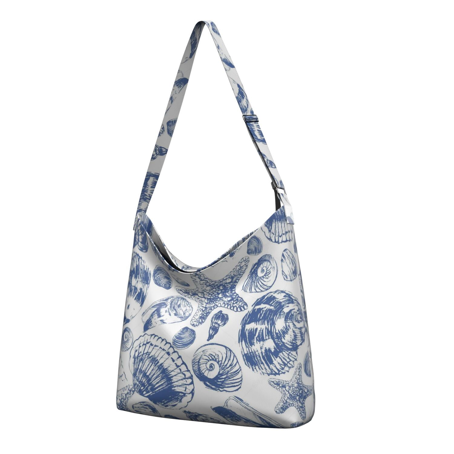 Beach Starfish Canvas Tote Bag – Vintage Nautical Anchor and Seahorse ...