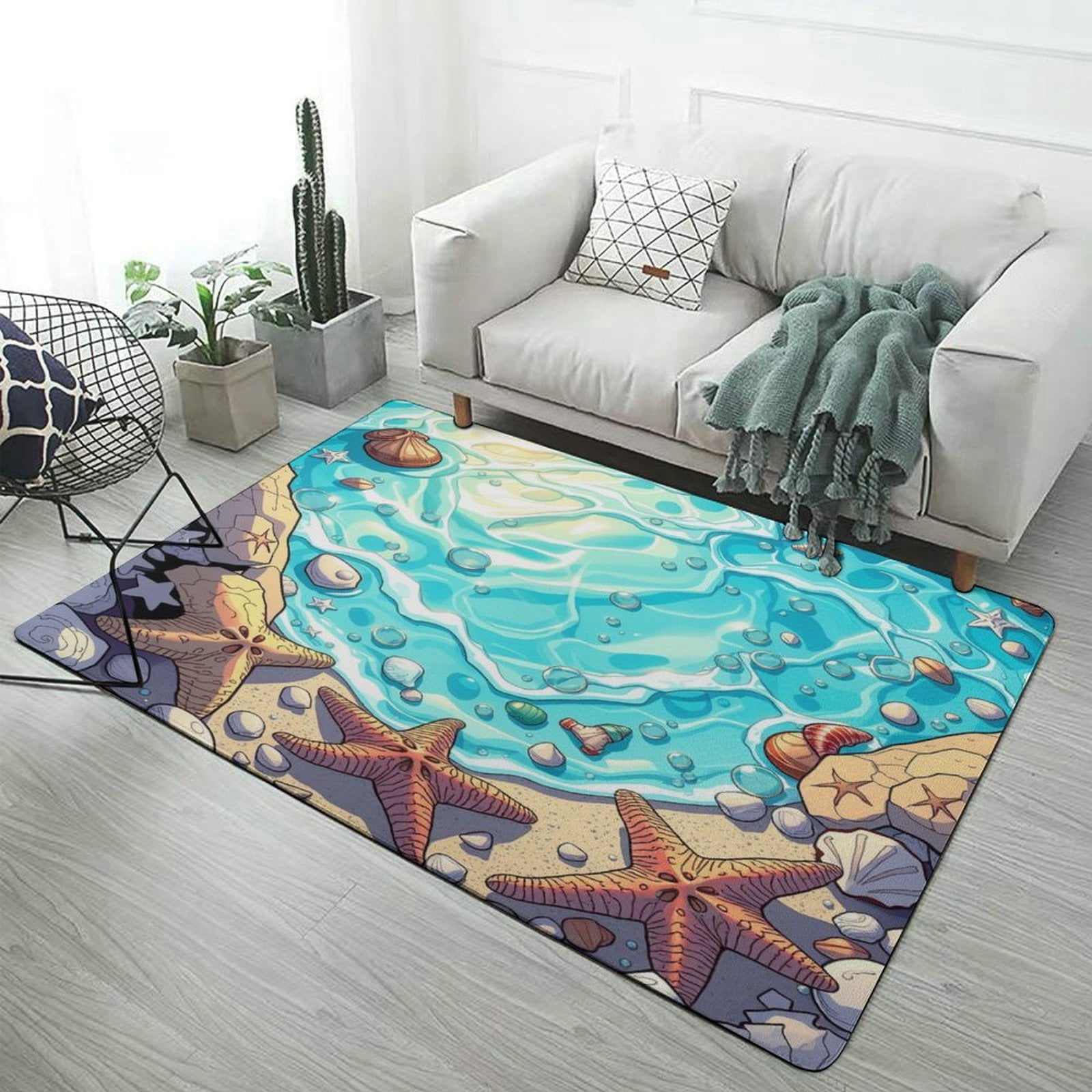 Beach Starfish Carpet for Living Room Luxury Home Rations Coffee Table ...