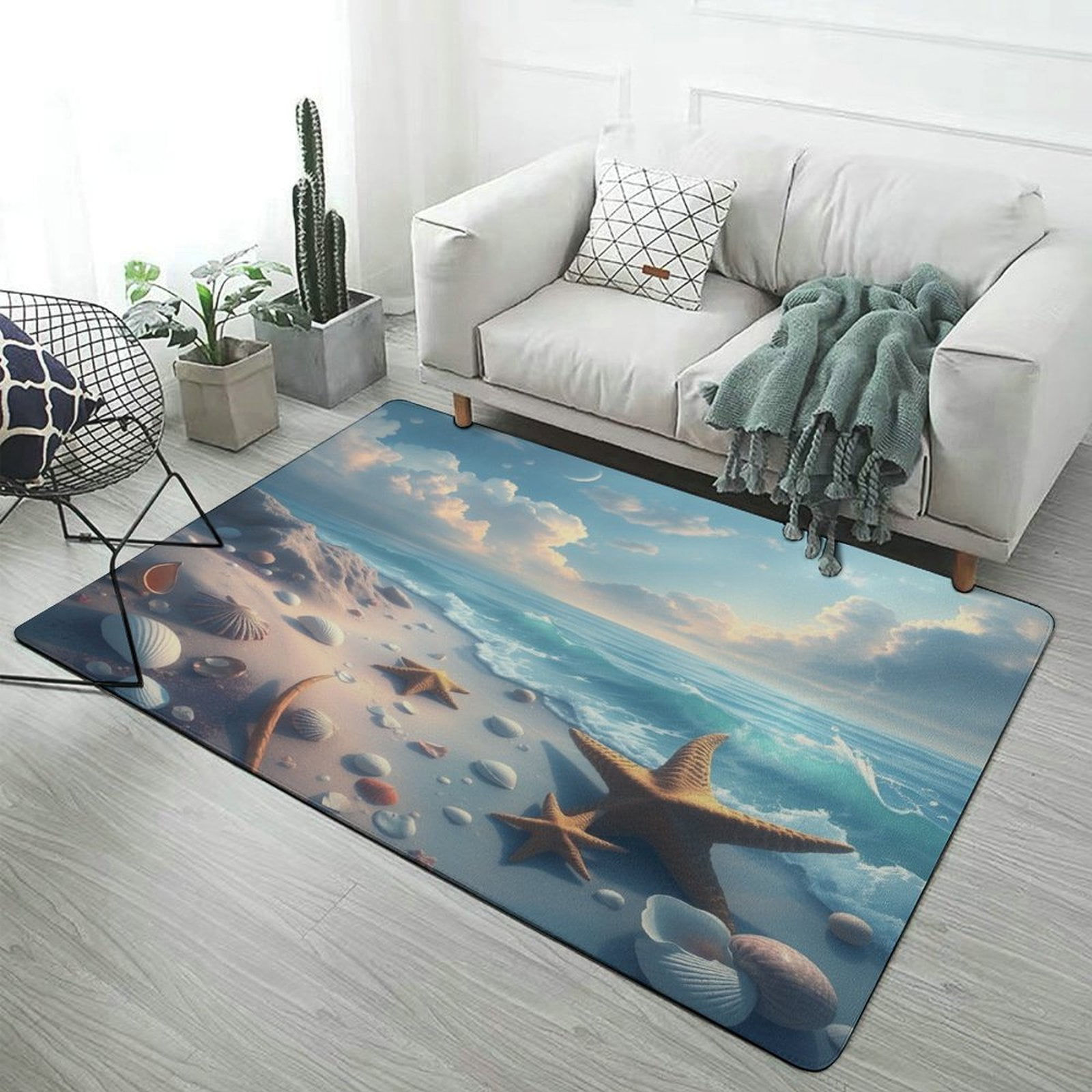 Beach Starfish Carpet for Living Room Luxury Home Rations Sofa Coffee ...