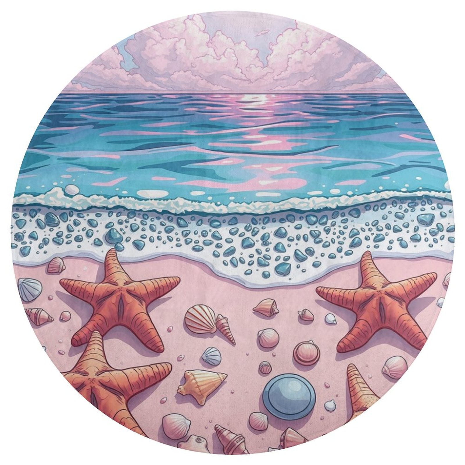 Beach Starfish Circular Carpet Floor Mat Living Room Sofa Room Bed Rug ...