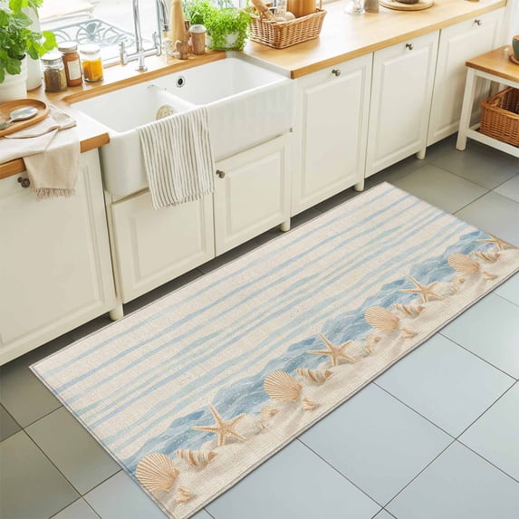 Beach Starfish Conch Shell Rectangle Area Rug 2x6ft,Living Room Rug Non ...