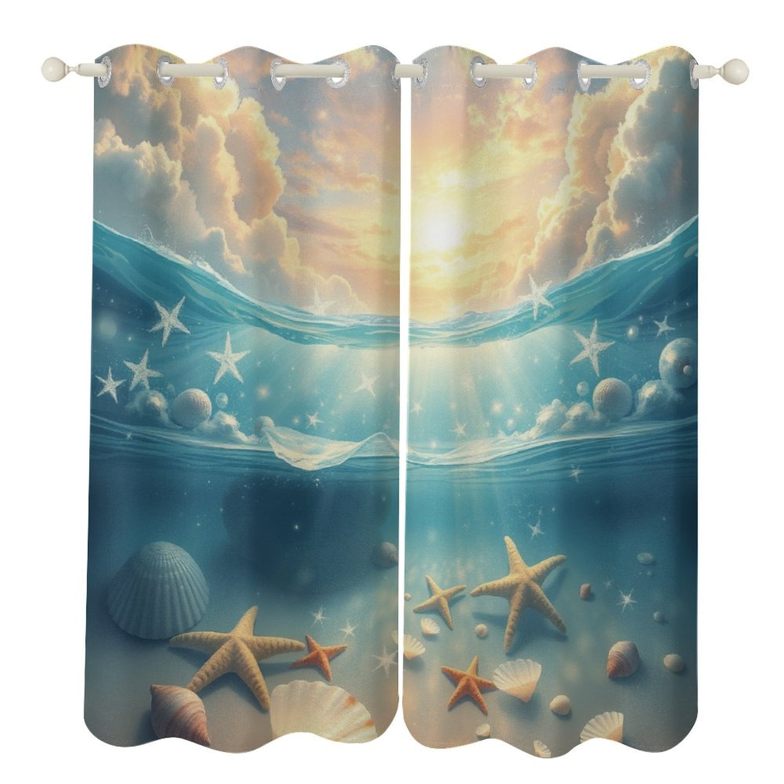 Beach Starfish Curtain Home Decoration Living Room Curtains Window ...